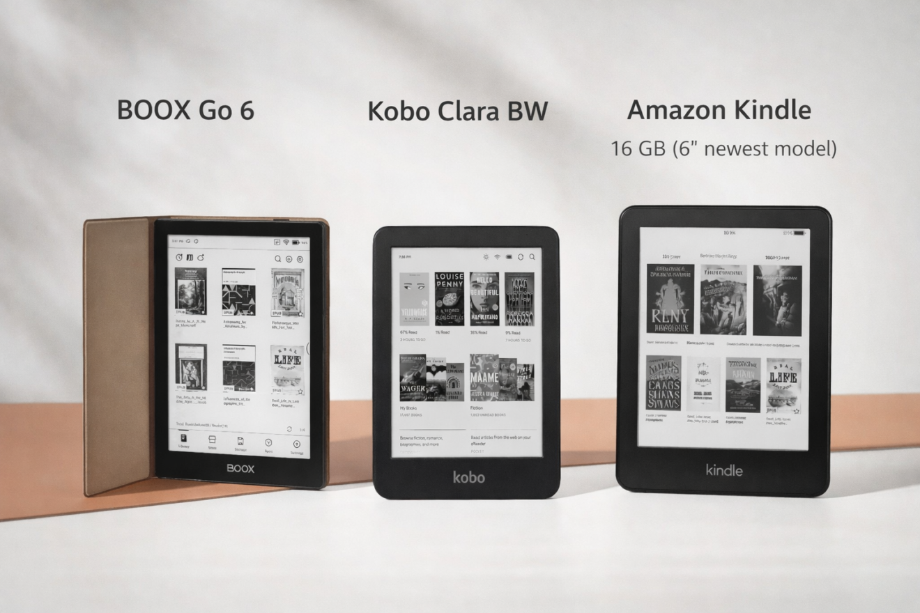 BOOX Go 6 vs Kindle 6″ vs Kobo Clara BW: 6-Inch eReader