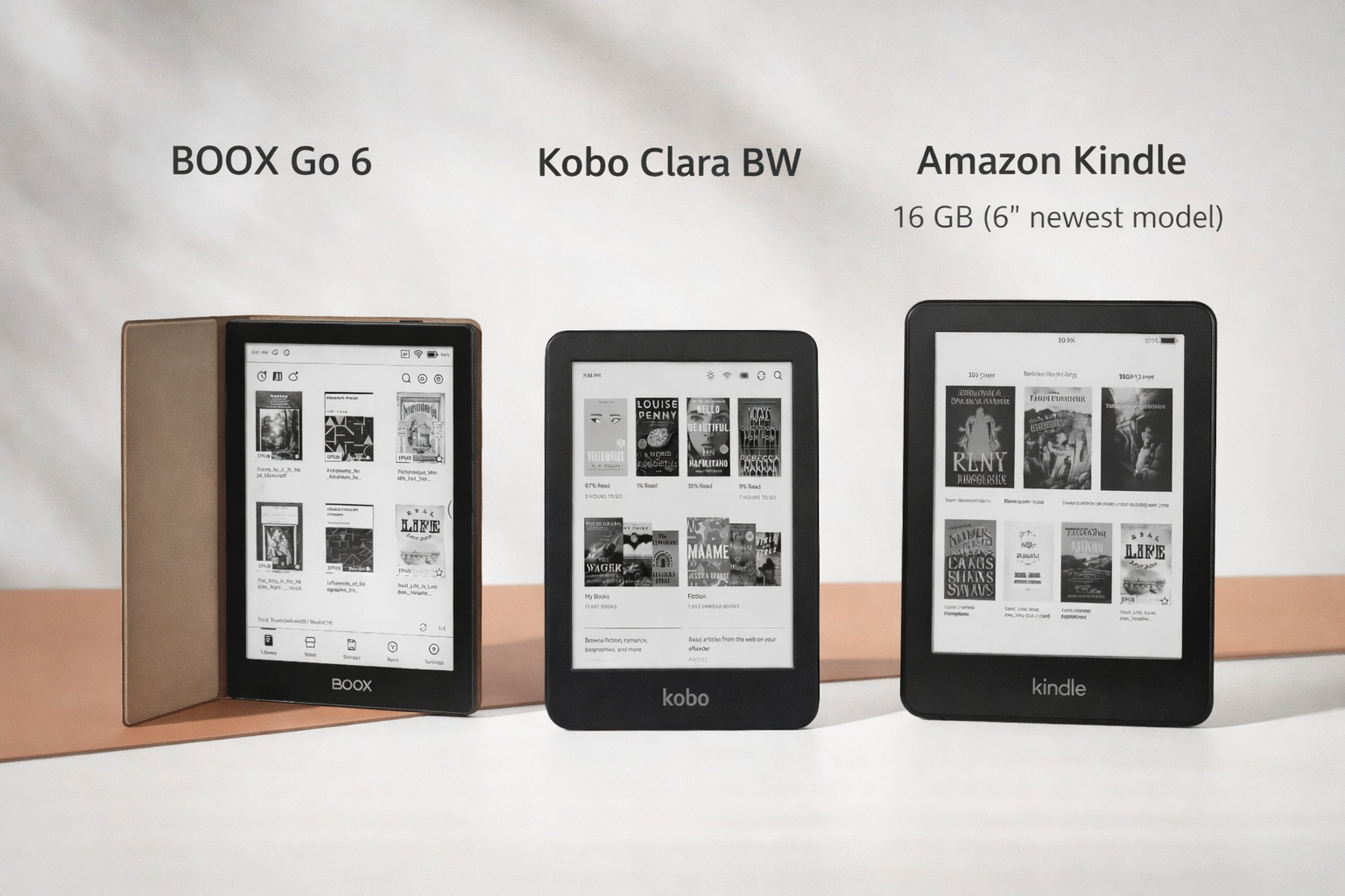 BOOX Go 6 vs Kindle 6″ vs Kobo Clara BW: 6-Inch eReader